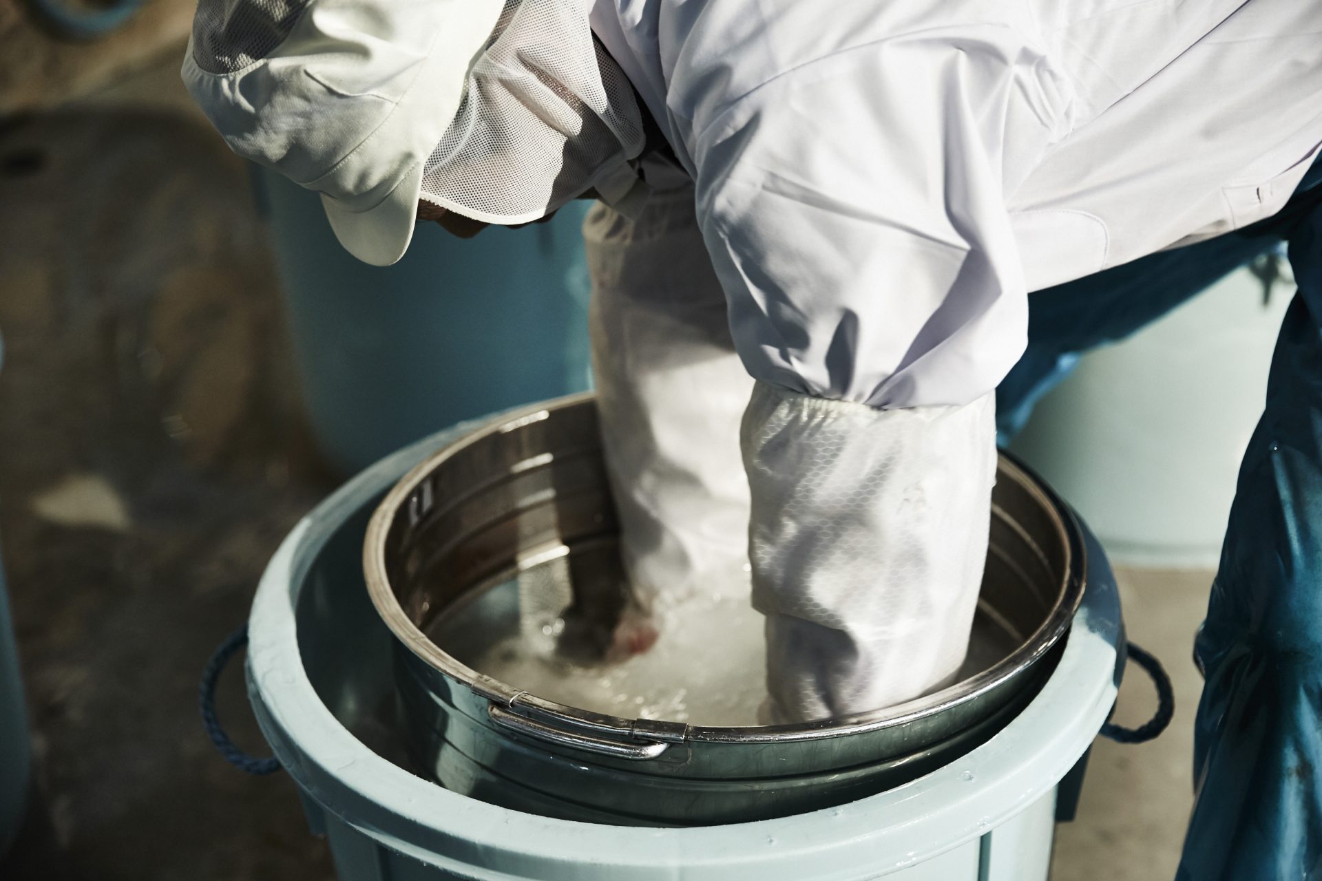 December, Sake making in winter. "Rice washing and steeping | Hasegawa ...